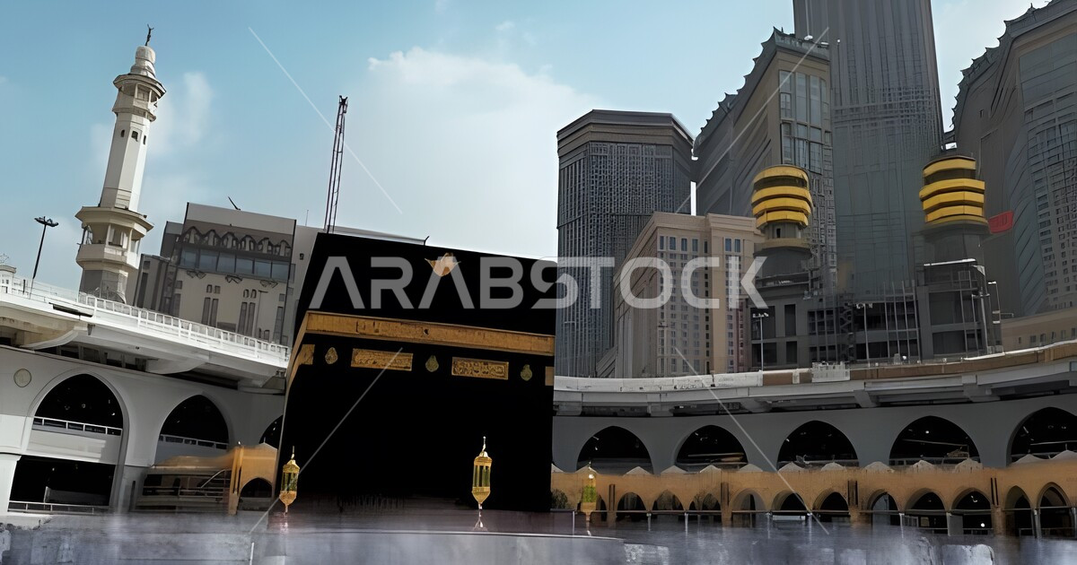 The Holy Kaaba in Mecca, sacred Islamic religious places and landmarks ...
