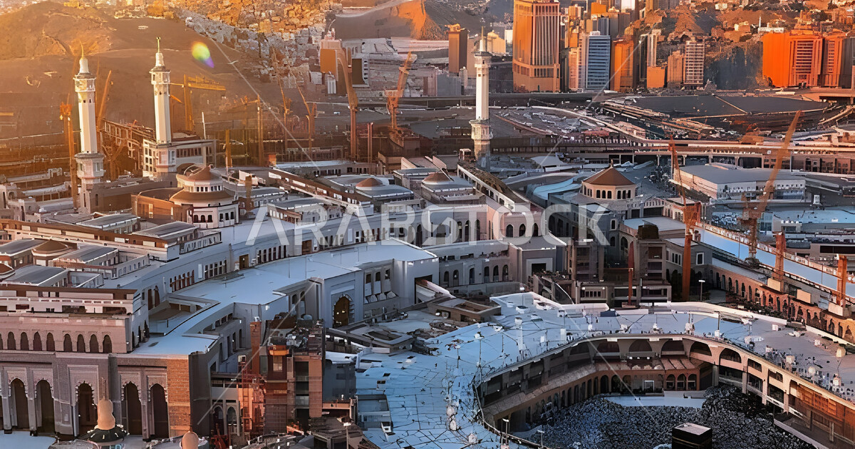 Towers overlooking the Grand Mosque, architectural engineering art of ...