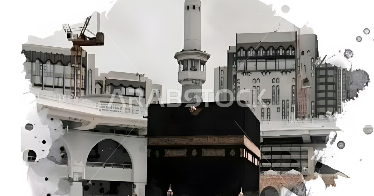 Muslim pilgrims circumambulating the Kaaba, performing Hajj and Umrah ...