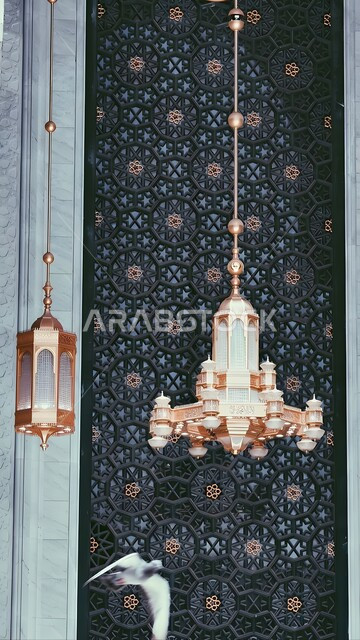 Architectural engineering art of the Grand Mosque in Mecca, distinctive ...