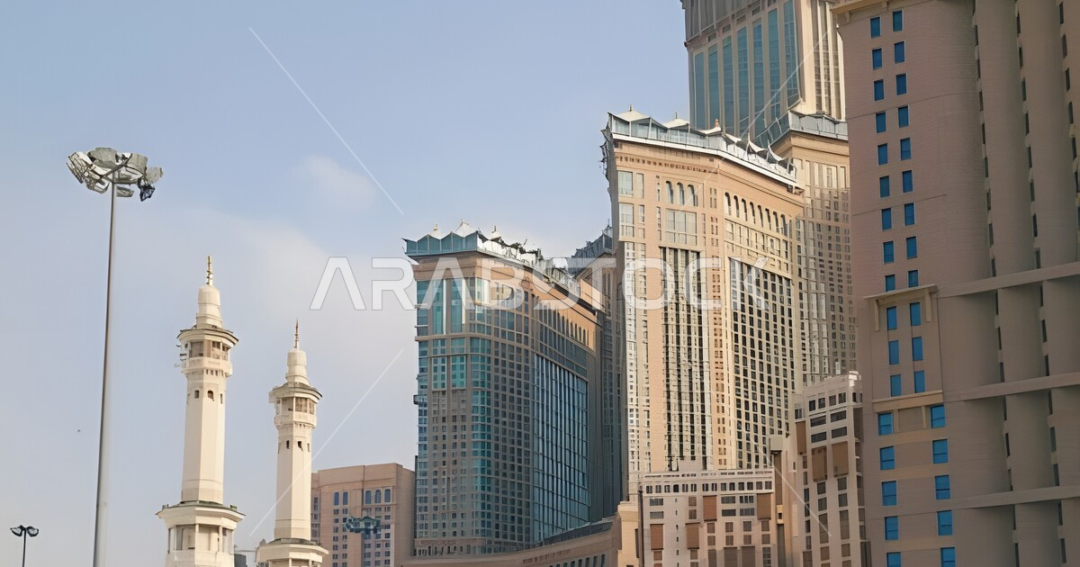 Worship and getting closer to Allah, Towers overlooking the Holy Mosque ...