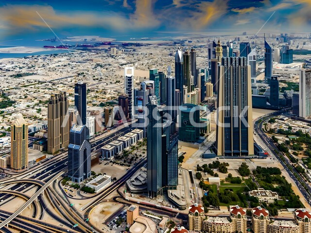 High-rise commercial and residential buildings, architectural art of ...
