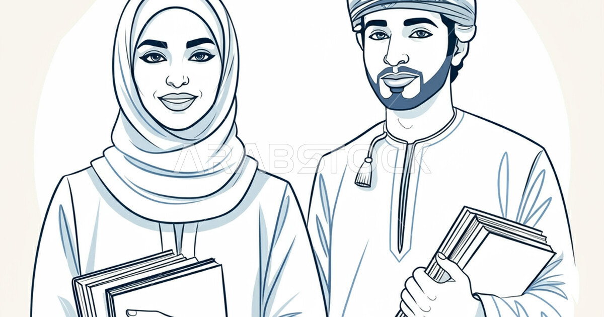 Education in the Sultanate of Oman, sketch of an Omani Gulf Arab man ...
