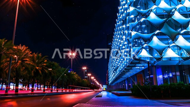 Famous cultural landmarks of Riyadh at night time, close-up of the ...