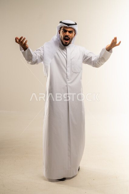 Anger and agitation concept, portrait of a Kuwaiti Gulf Arab man ...
