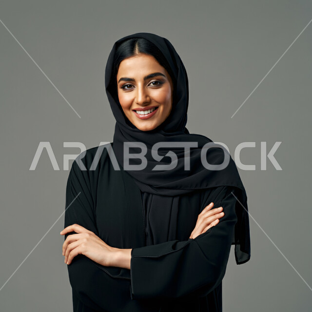 Modern elegant veiled fashion, authentic Arab features, the concept of ...