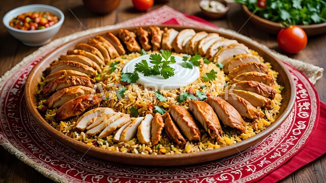 Delicious traditional Arabic food and dishes, the art of serving ...