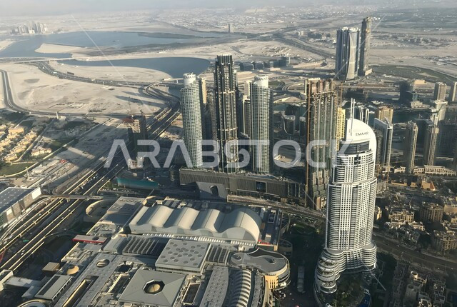 Emirati urban growth and progress, towers and skyscrapers in the United ...
