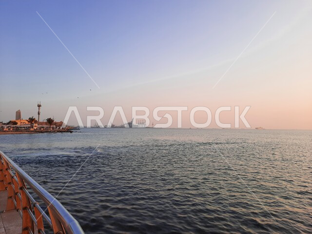 Recreational tourist places, Red Sea beach at sunset, natural scenery ...