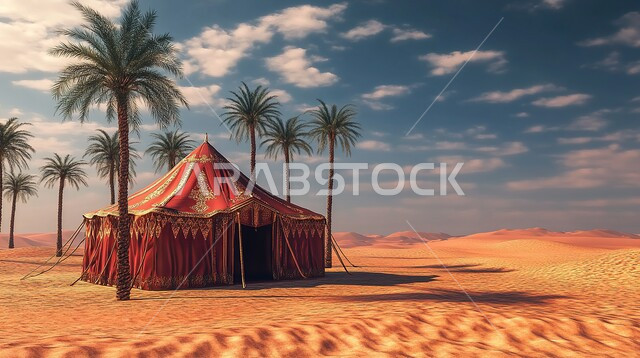 Camping in the deserts of Saudi Arabia, a popular Bedouin tent in the ...