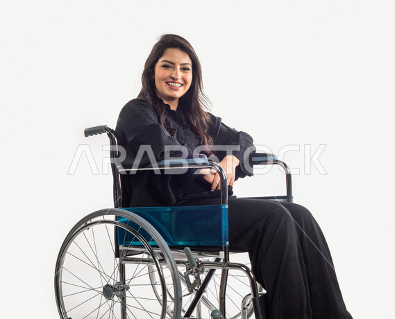 Portrait of a Saudi Arabian Gulf woman doing a photo session, looking ...