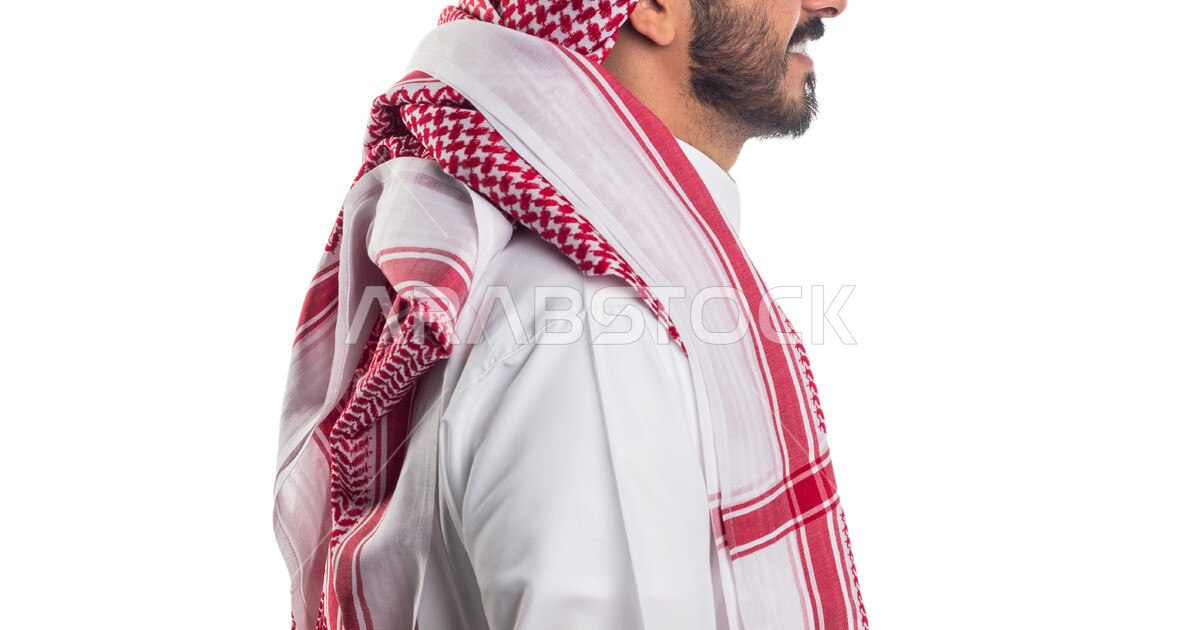 Portrait of a Saudi Arabian Gulf man doing a photo session with facial ...
