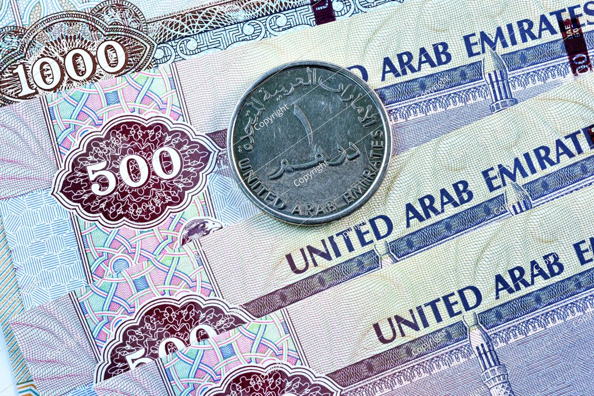 Vector Icon UAE dirham banknote, Emirati coin isolated on a white ...