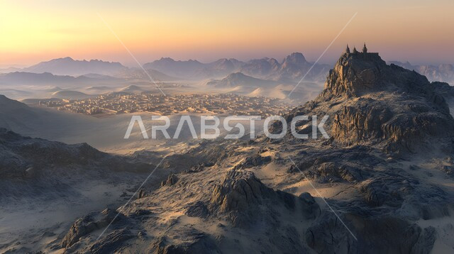 Adventure and recreational trip areas, mountain peaks in high places ...