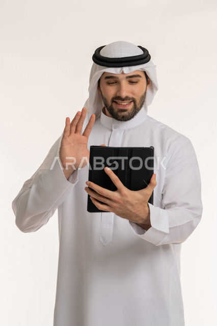 Chatting and communicating with family and friends online, making a ...