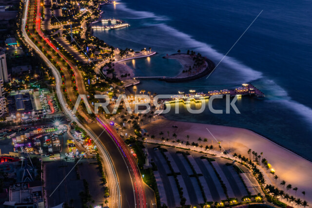 A beautiful view from the top of the Jeddah Corniche in Saudi Arabia at ...