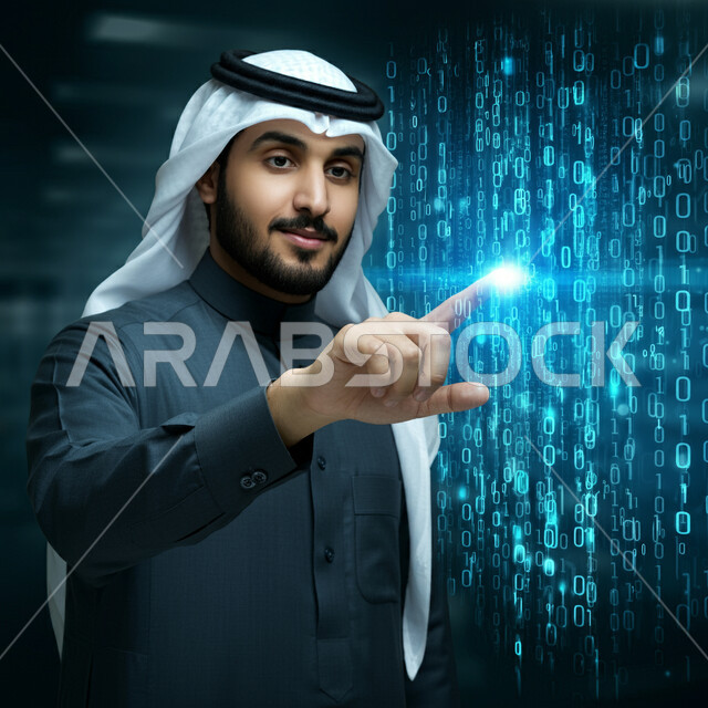 3D holographic elements and symbols, digital transformation and ...