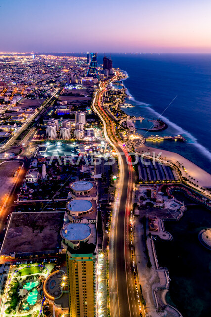 A beautiful view from the top of the Jeddah Corniche in Saudi Arabia at ...