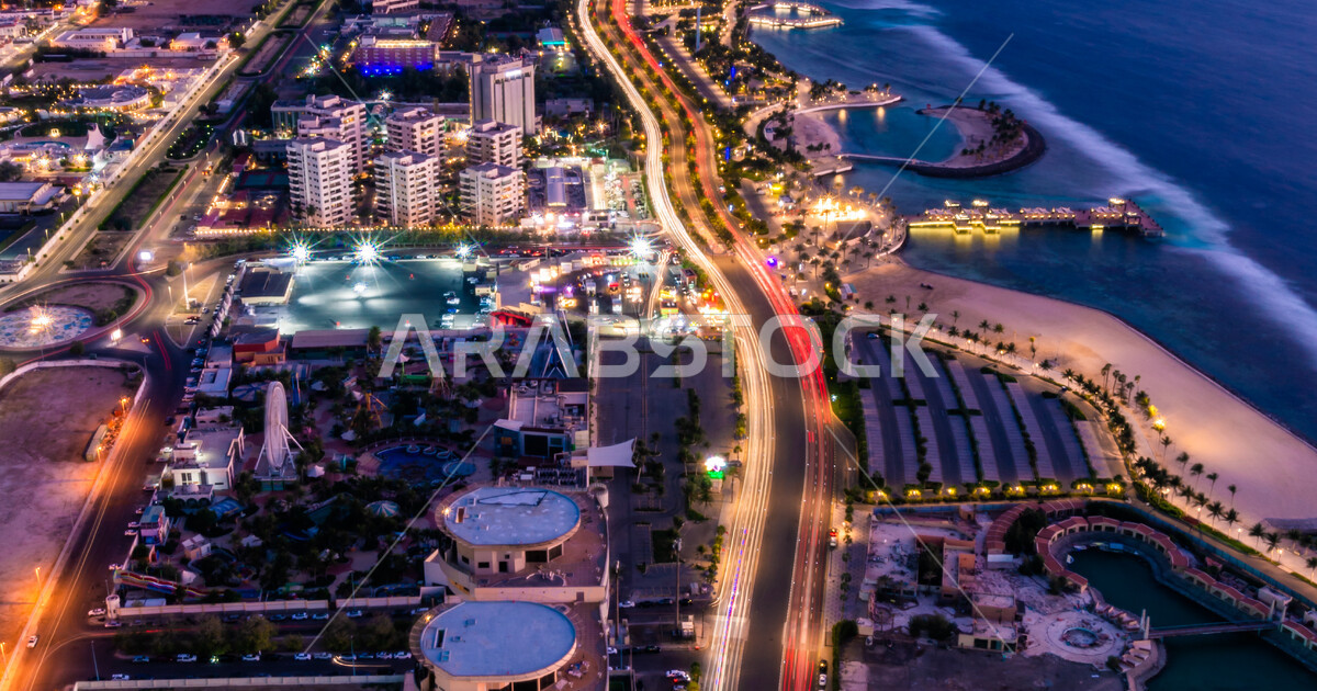 A beautiful view from the top of the Jeddah Corniche in Saudi Arabia at ...