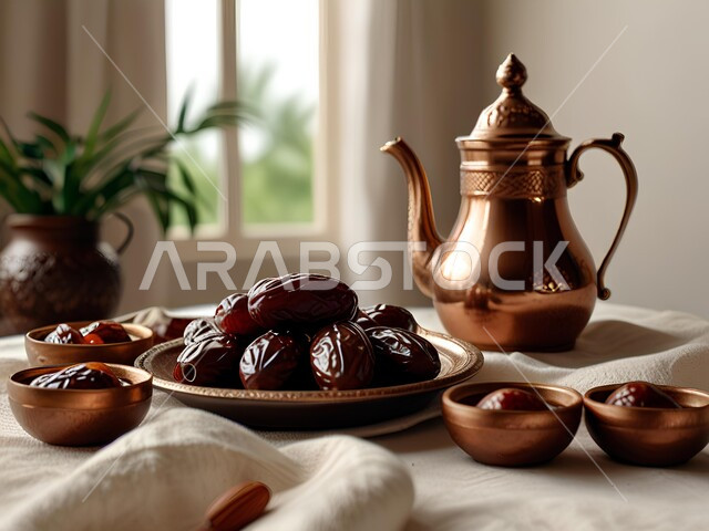Enjoying hot drinks, traditional Arabic hospitality, quality Saudi ...