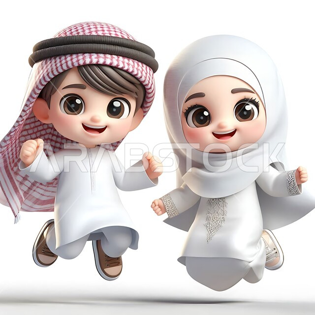 Looking at camera with gestures of happiness and pleasure, 3D cartoon ...