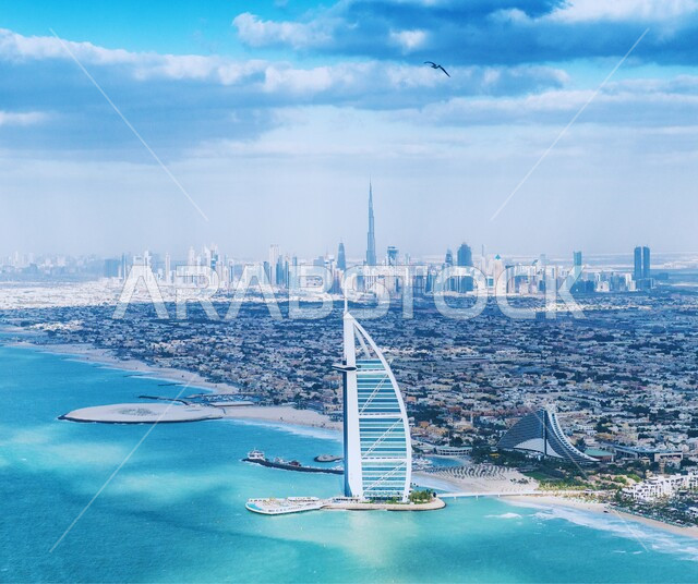 Burj Al Arab in Dubai during the day, famous coastal tourist places and ...