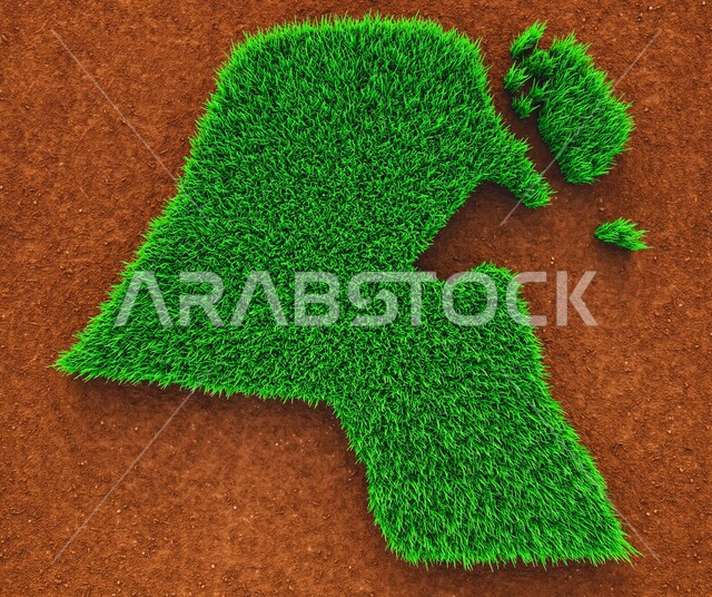 Map of the State of Kuwait with green grass, the concept of ...