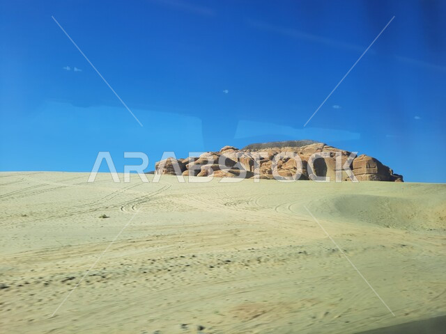 Tourist places in desert areas, soft golden sands in the desert, rock ...