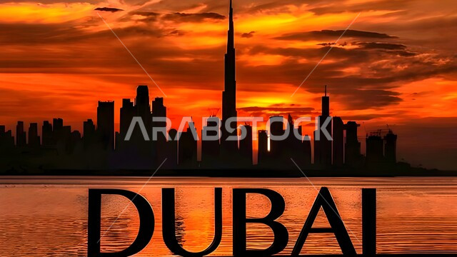 3D model of Dubai in English, sunset view of the beach, architectural ...