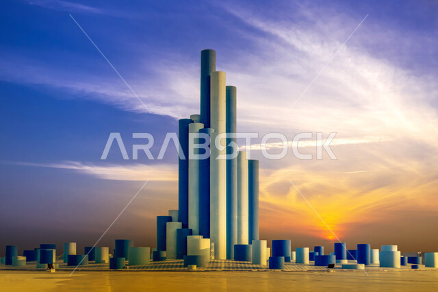 Modern architectural engineering of towers, the distinctive design of ...