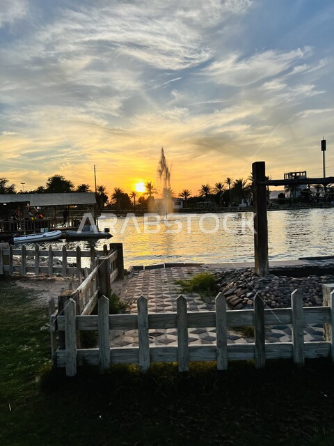 Lake of Jawatha City Park in Al-Ahsa region during the day, parks and ...