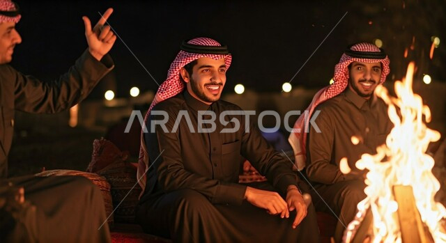 A popular Arab desert session, a youthful night camping atmosphere in ...