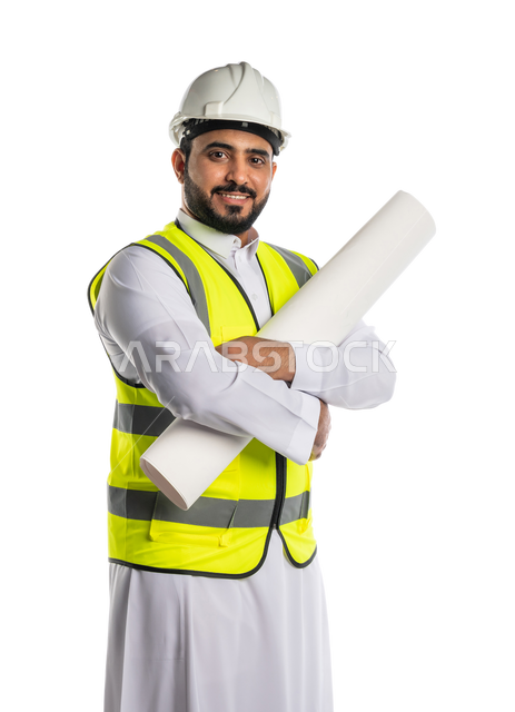 Portrait of a smiling and happy Saudi Arabian Gulf Arab engineer ...
