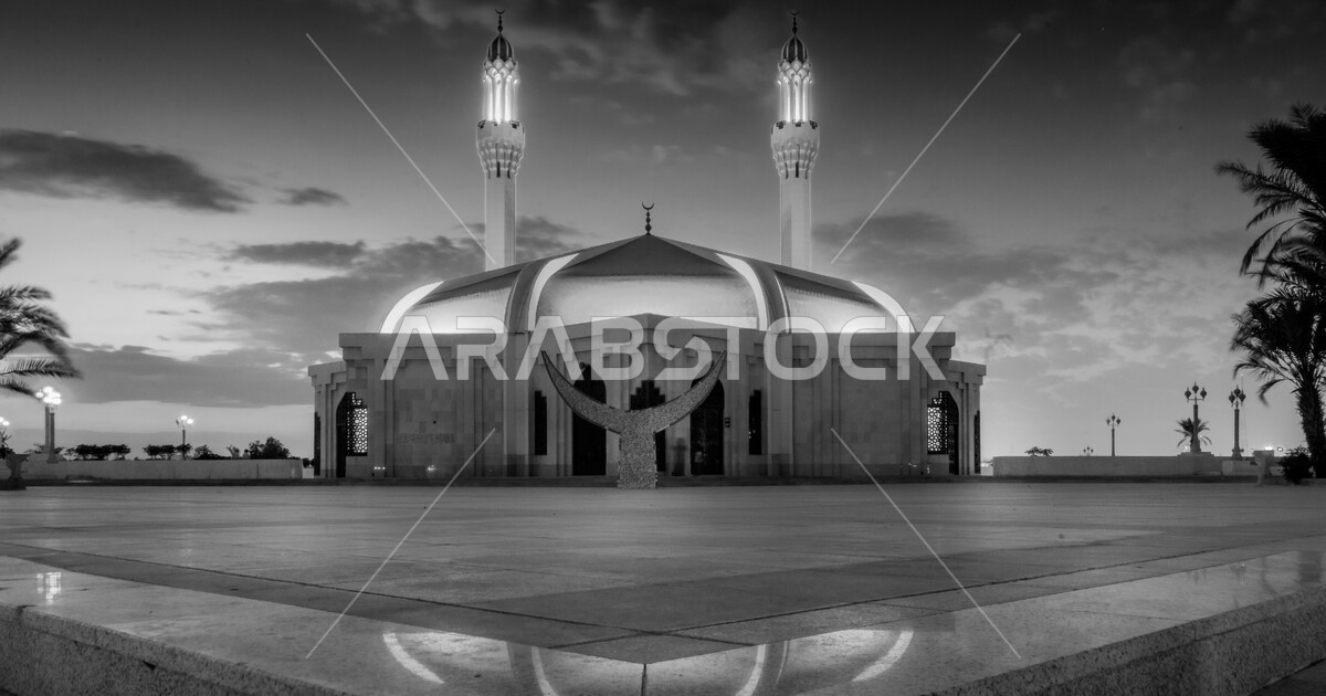 Aesthetic black and white picture of Hassan Anani Mosque in Jeddah, the ...