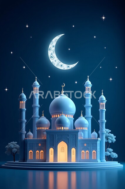 3D model of an Arabic style mosque, Islamic religious design ...