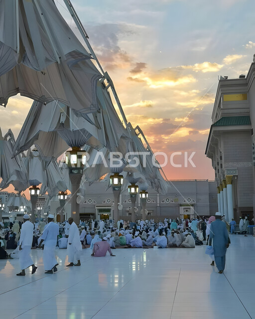 A famous Islamic religious holy place in Saudi Arabia, a close-up of ...