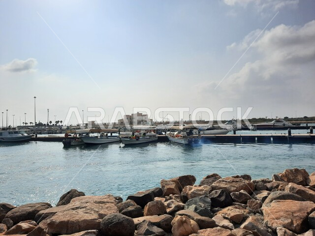 Boat and ship dock in Jizan city, Farasan Islands in the Kingdom of ...