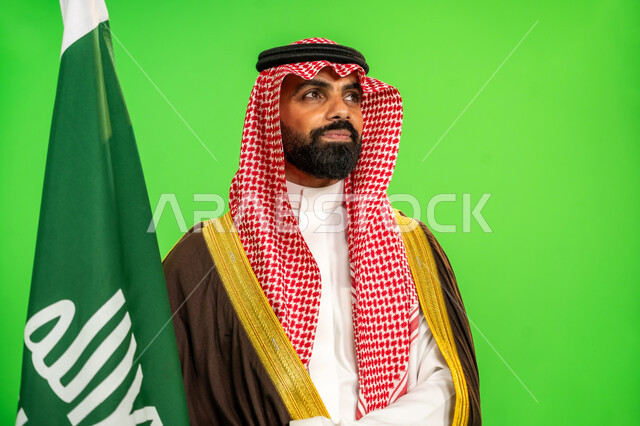Anniversary of the founding of the first Saudi state 1727 AD, wearing ...