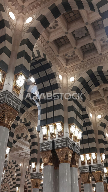 Architectural engineering art of columns and arches in the Prophet's ...