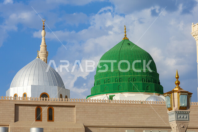 A sacred religious landmark, the Prophet's Mosque in Medina, Saudi ...