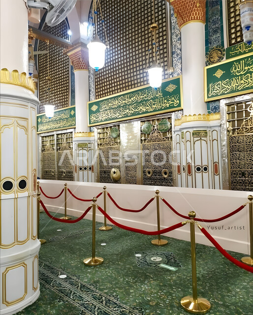 The Prophet's Mosque in Medina, the honorable prophetic facade of the ...