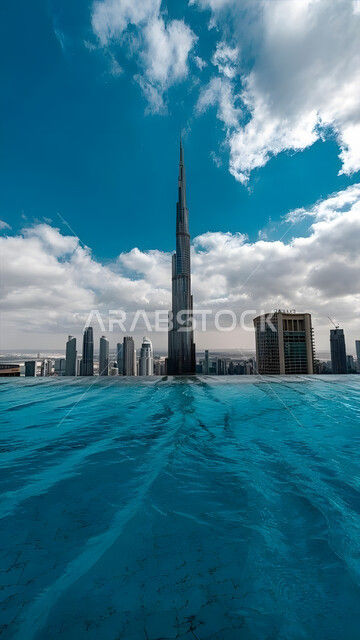 برج خليفة نهارا في دبي بالامارات العربية المتحدة، التطور والتقدم ...