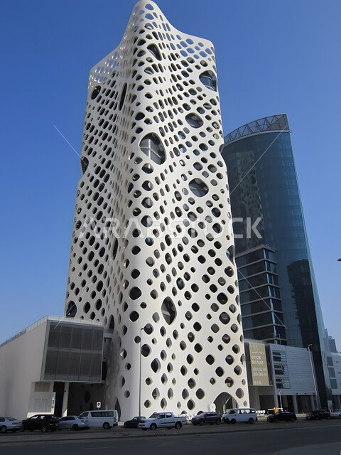 Cheddar Cheese Tower during the day in Dubai, United Arab Emirates, the ...
