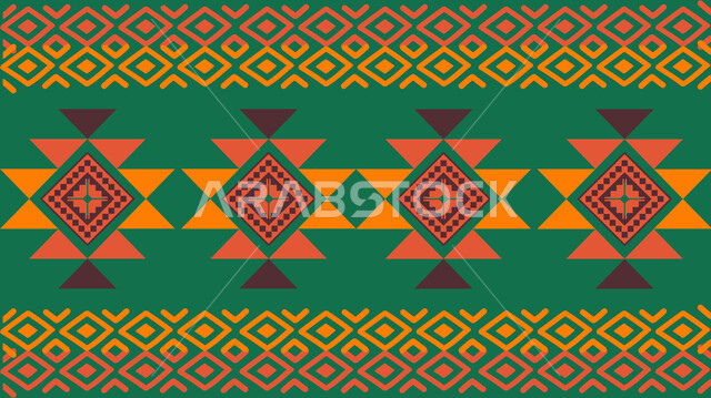 Traditional craft art, Saudi design of authentic colorful Arabic ...