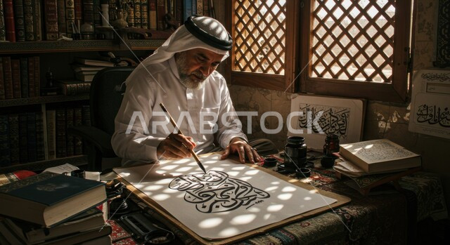 Professional writing with the art of Arabic calligraphy, a Saudi ...