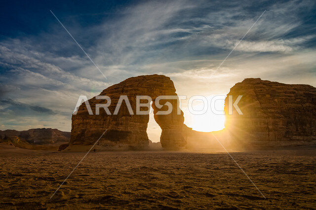 Elephant Rock in AlUla Governorate during the day, a famous natural ...