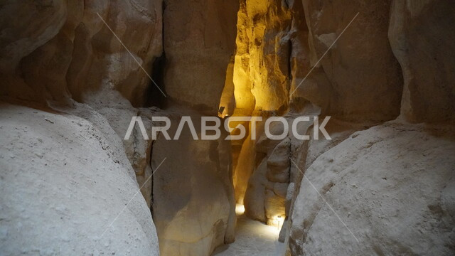 A famous natural tourist attraction in the desert, Jabal Al-Qarah Cave ...