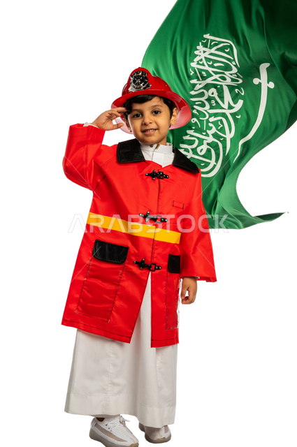 Portrait of an elegant Saudi Arabian Gulf Arab boy, dressed as a ...