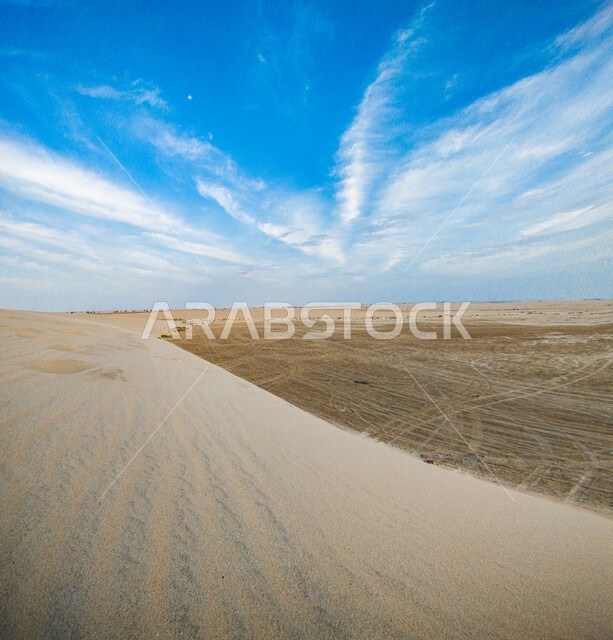 Soft golden sands and dunes in the desert of Saudi Arabia, dry and ...