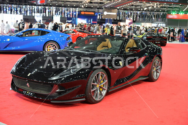 Black Ferrari, luxury car, Jeddah International Motor Show in the dome ...